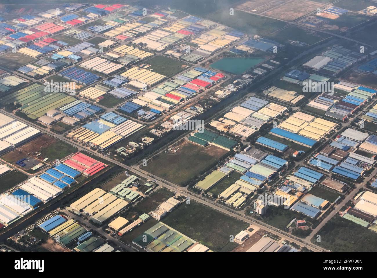Industrial zone, warehouses. Aerial view Stock Photo - Alamy