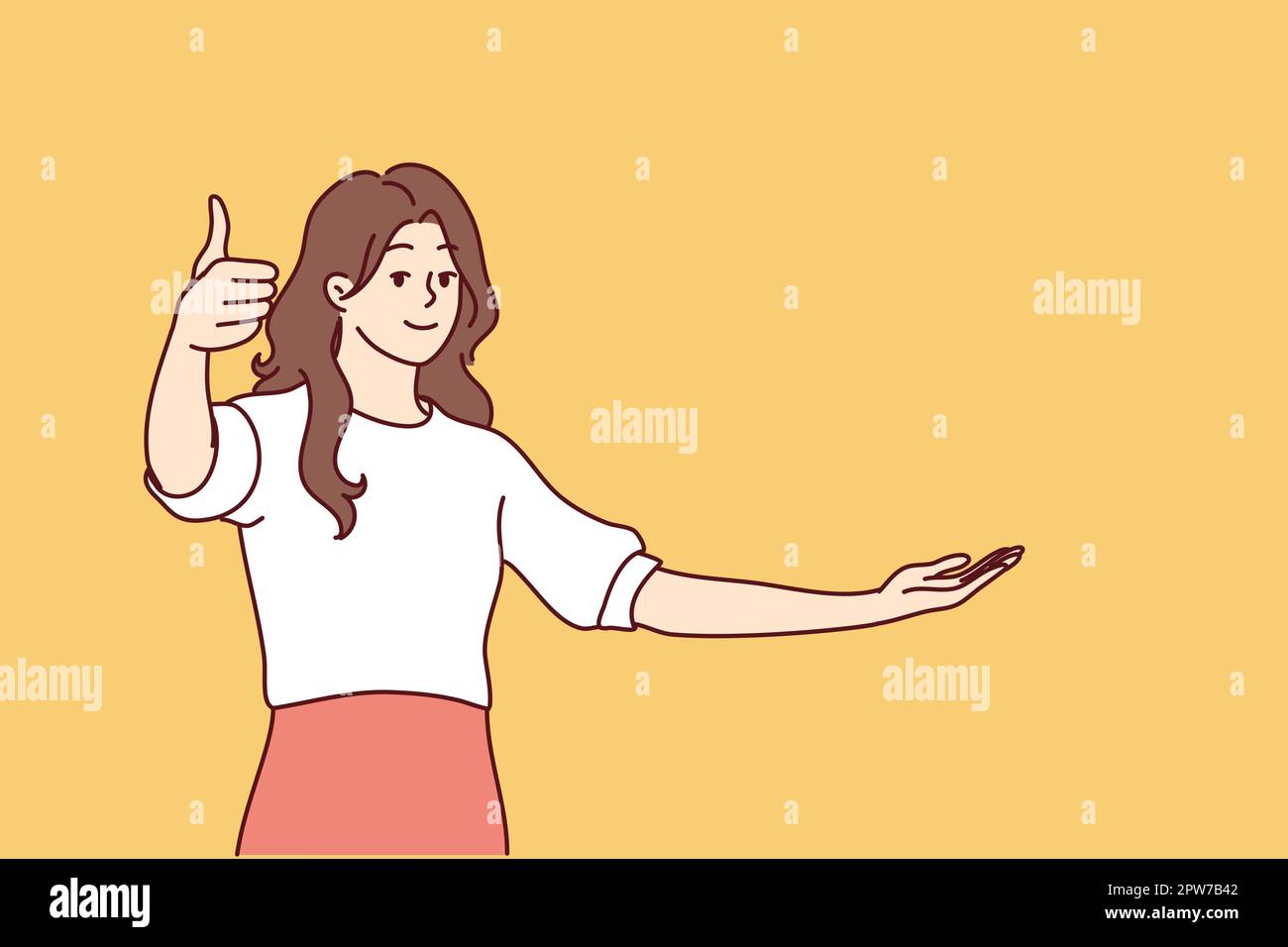 Optimistic woman showing thumbs up approving good choice or ...