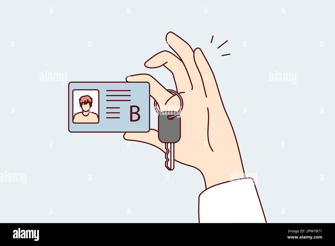 Category B car license with photo and truck ignition key in persons ...