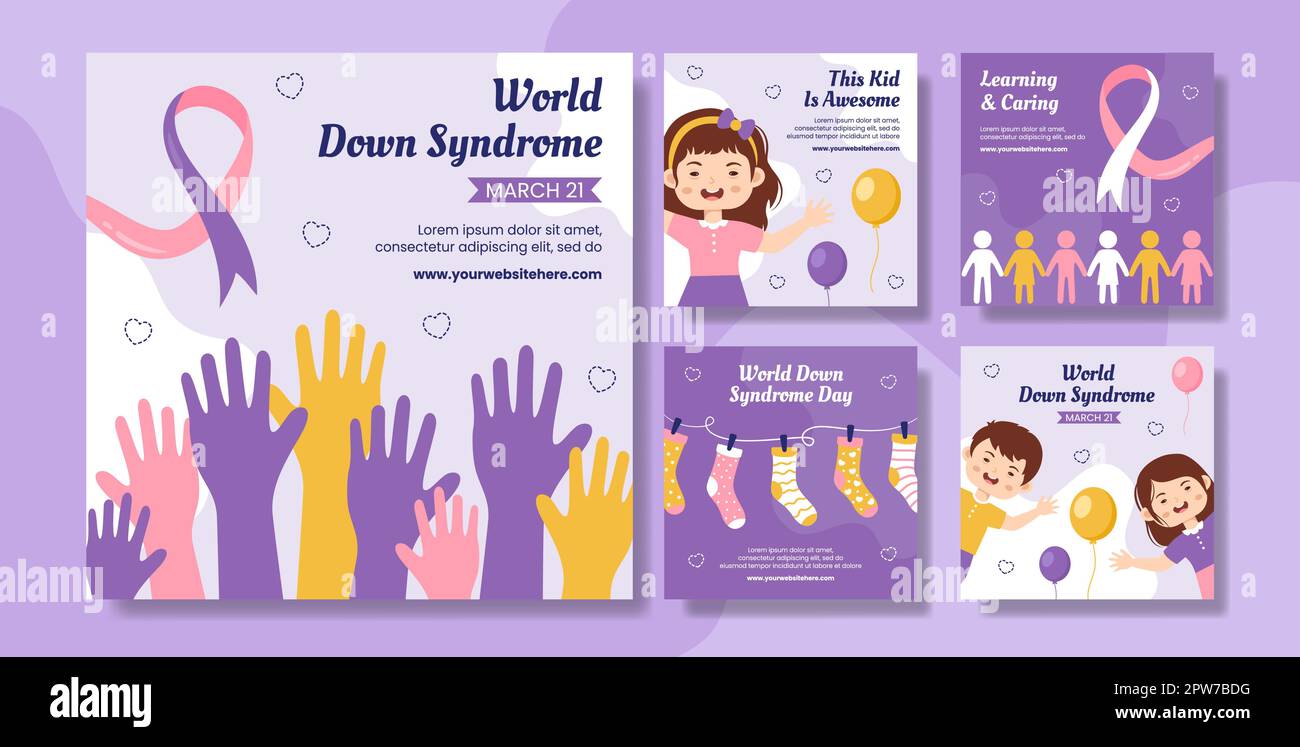 World Down Syndrome Day Social Media Post Flat Cartoon Hand Drawn