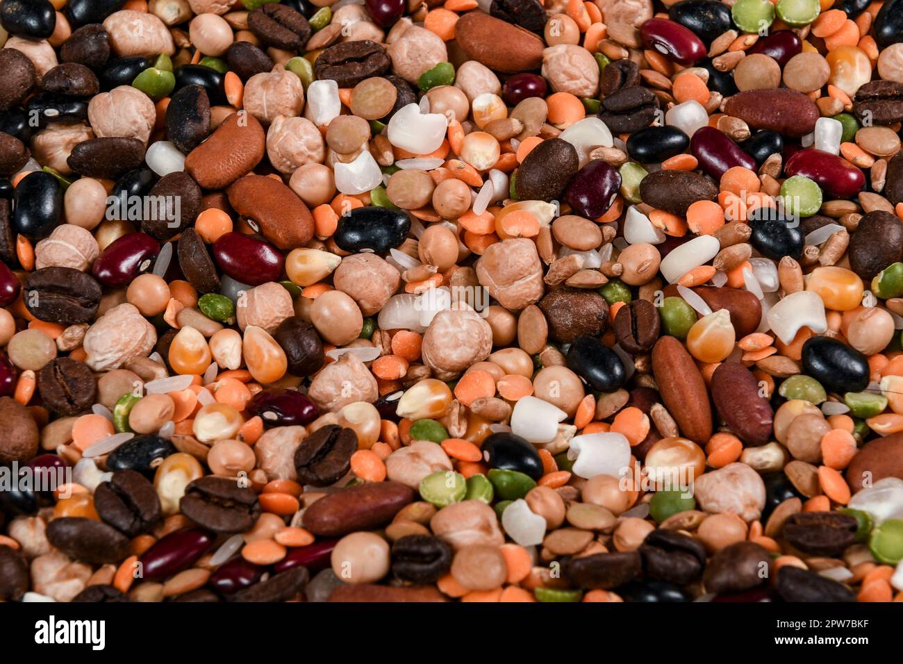 mixed grain and seeds representing healthy eating background Stock ...