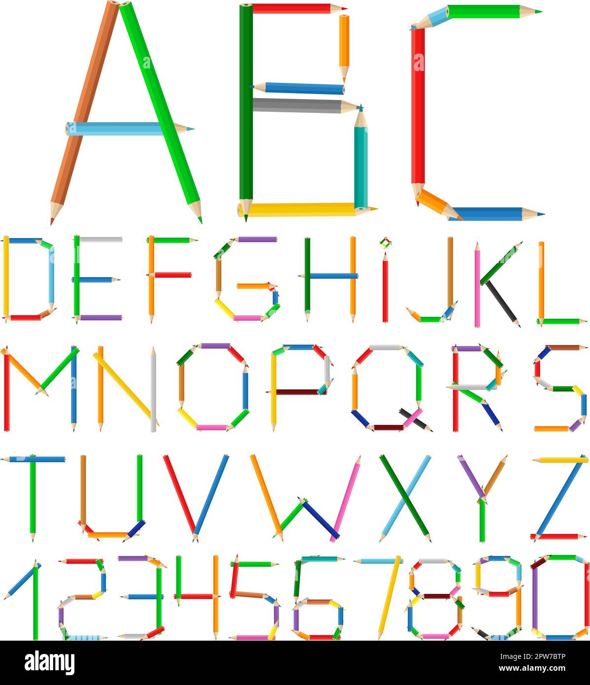 Colored Pencils Alphabet Stock Vector Image & Art - Alamy