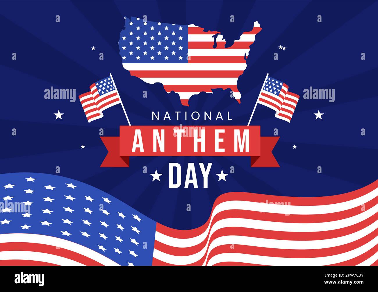National Anthem Day on March 3 Illustration with United States of ...