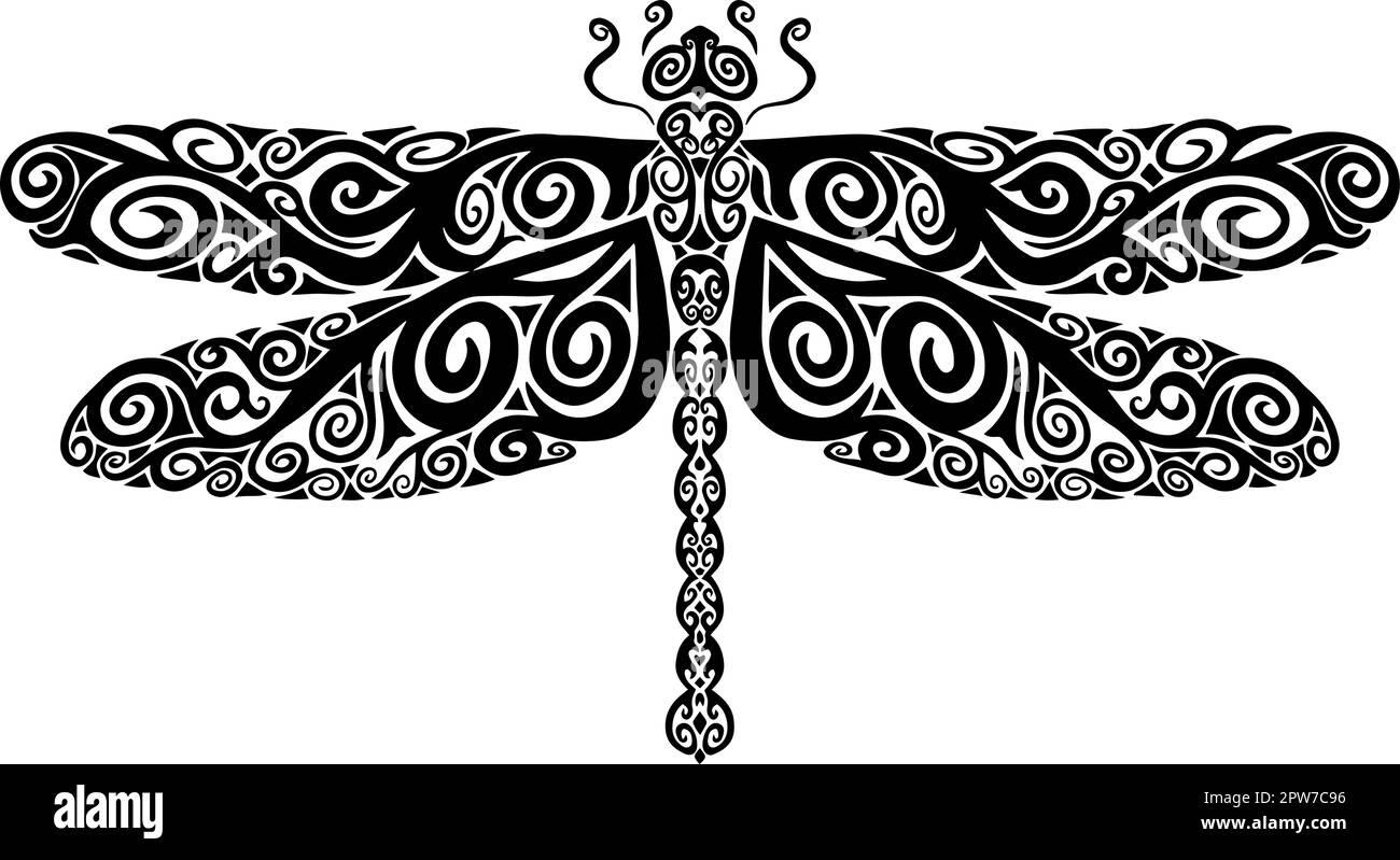 Hand drawn decorative dragonfly in zentangle style Stock Vector Image ...