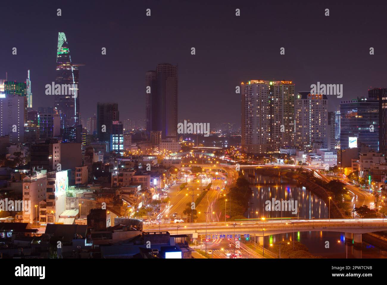 Skyline of Saigon (Ho Chi Minh City) at night Stock Photo - Alamy