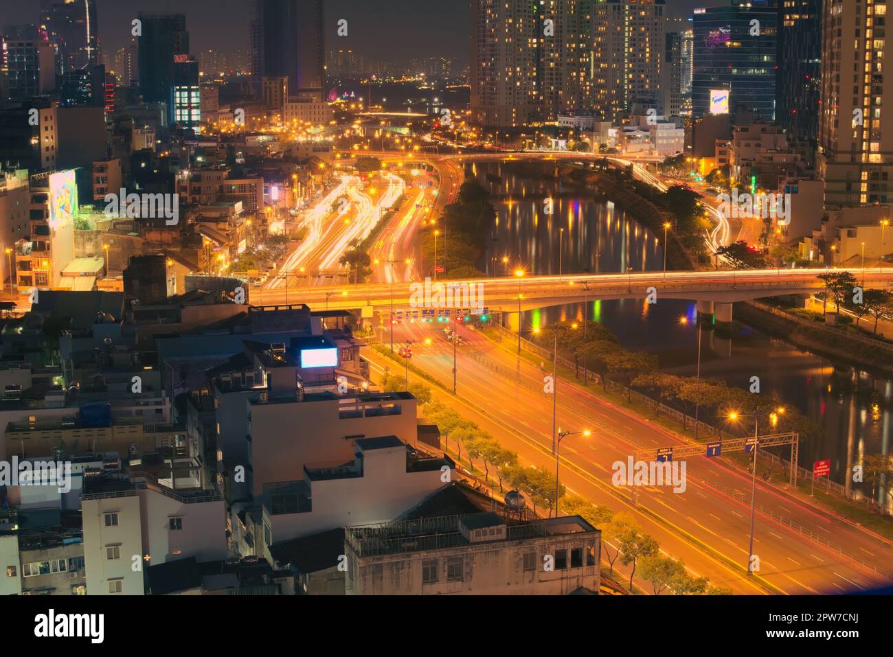 Broad avenue in Ho Chi Minh, Vietnam (Saigon). Elevated view Stock Photo - Alamy