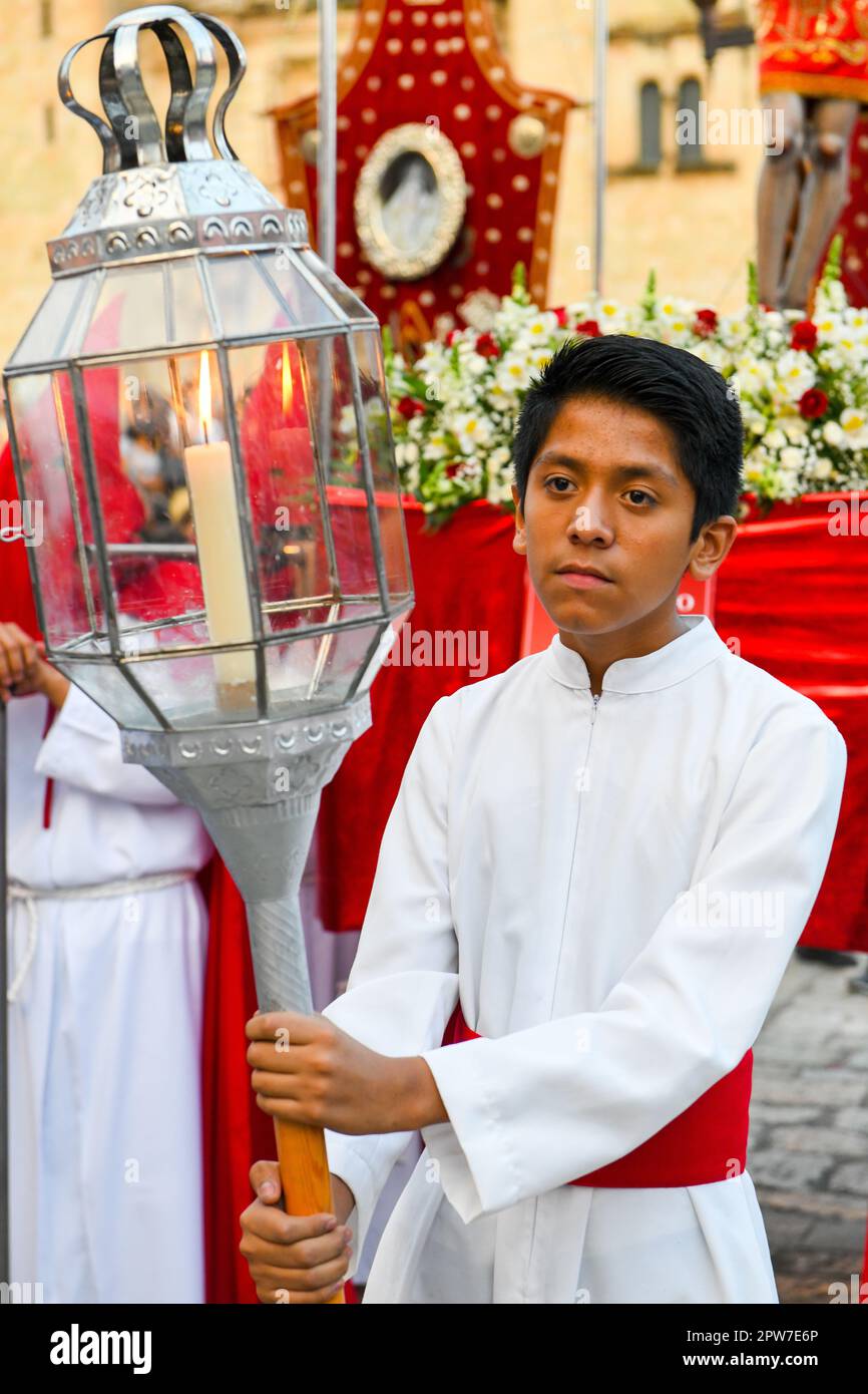 Altar boy, Good Friday Silent procession in Oaxaca de Juarez, Mexico ...