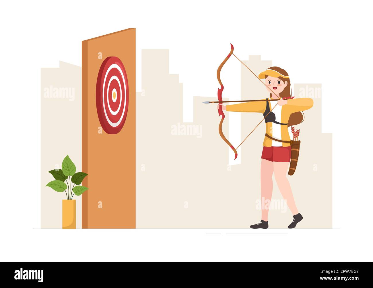 Archery Sport with Bow and Arrow Pointing at Target for Outdoor ...