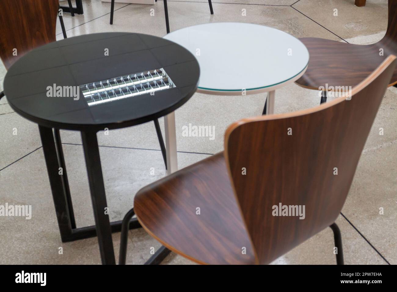 Empty cafeteria or restaurant tables with chairs, stock photo Stock ...