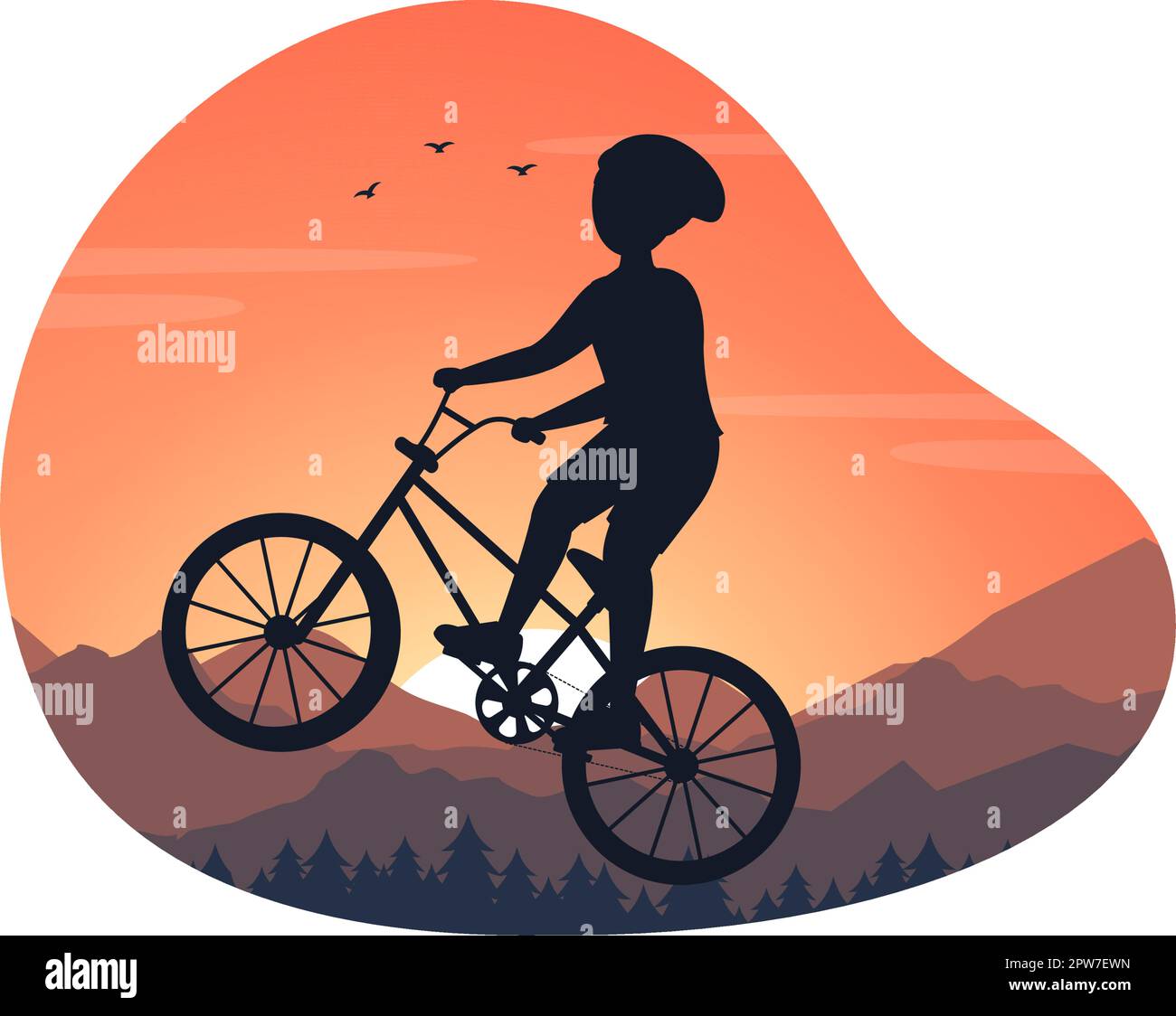 BMX Bicycle Sport Illustration with Young People Riding Bicycles for ...