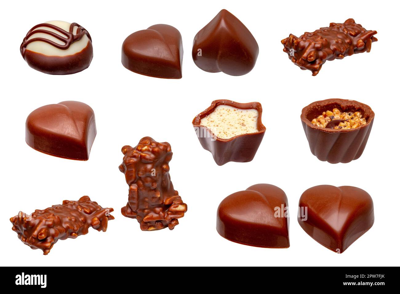 Chocolate candies collection. Set of a beautifully assortment of ...