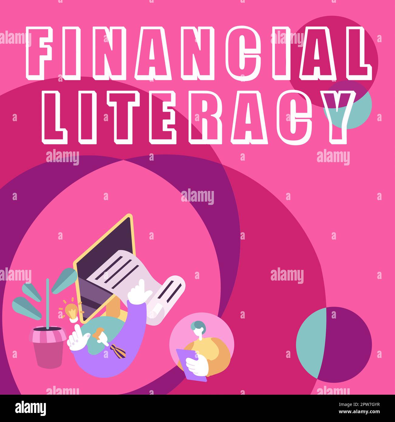 Text caption presenting Financial Literacy, Business overview ...
