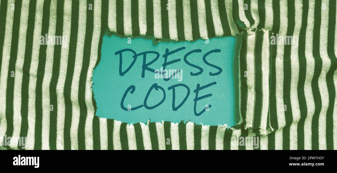 Hand writing sign Dress Code, Concept meaning an accepted way of ...