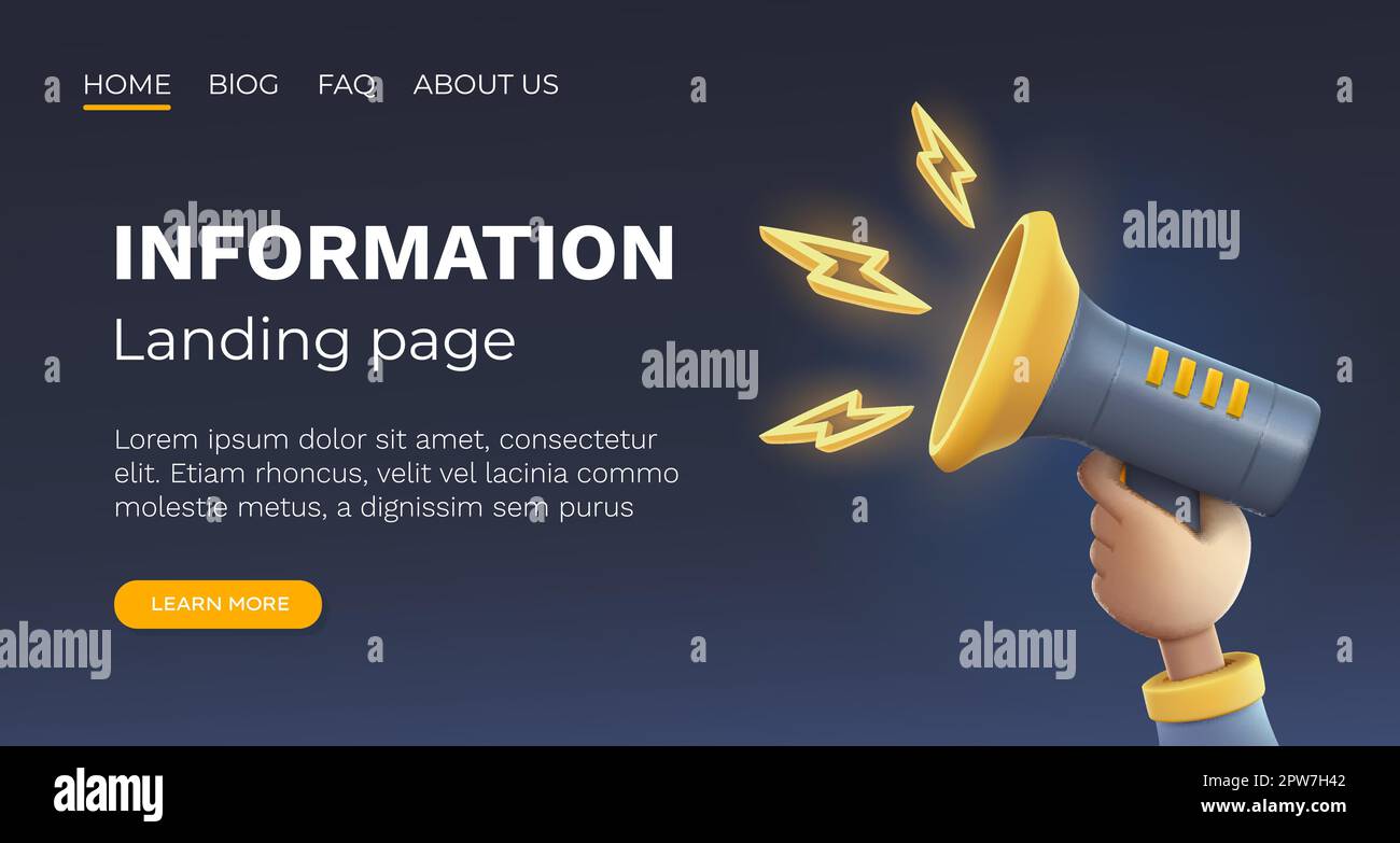 Megaphone landing page banner information, business communication ...