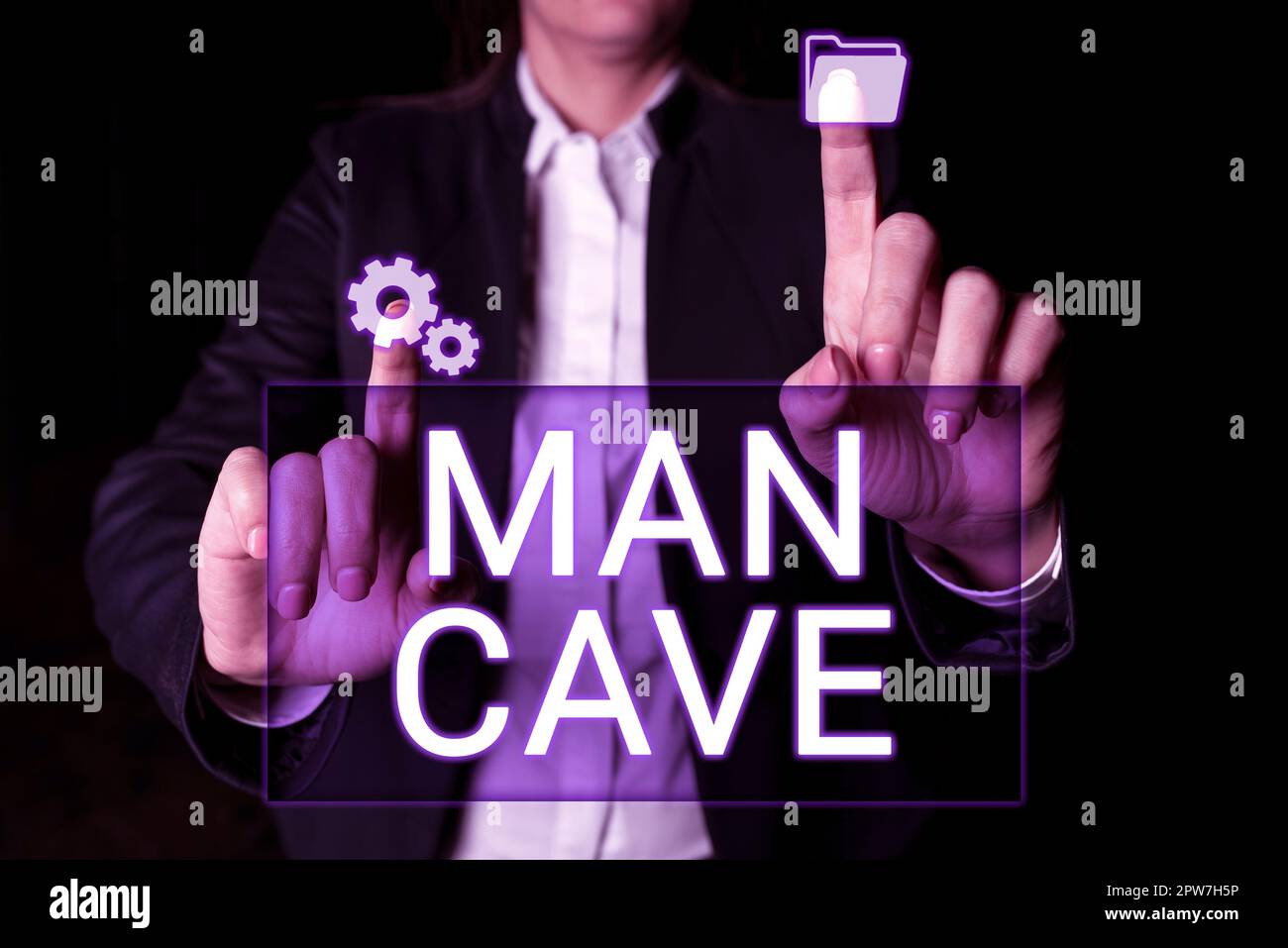 Text sign showing Man Cave, Concept meaning a room, space or area of a ...