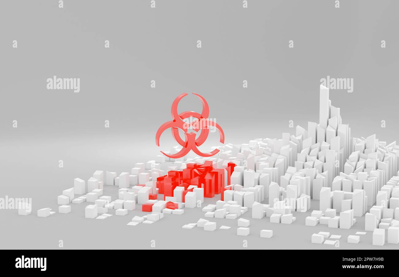 Disease outbreak in urban environment, biological hazard concept ...