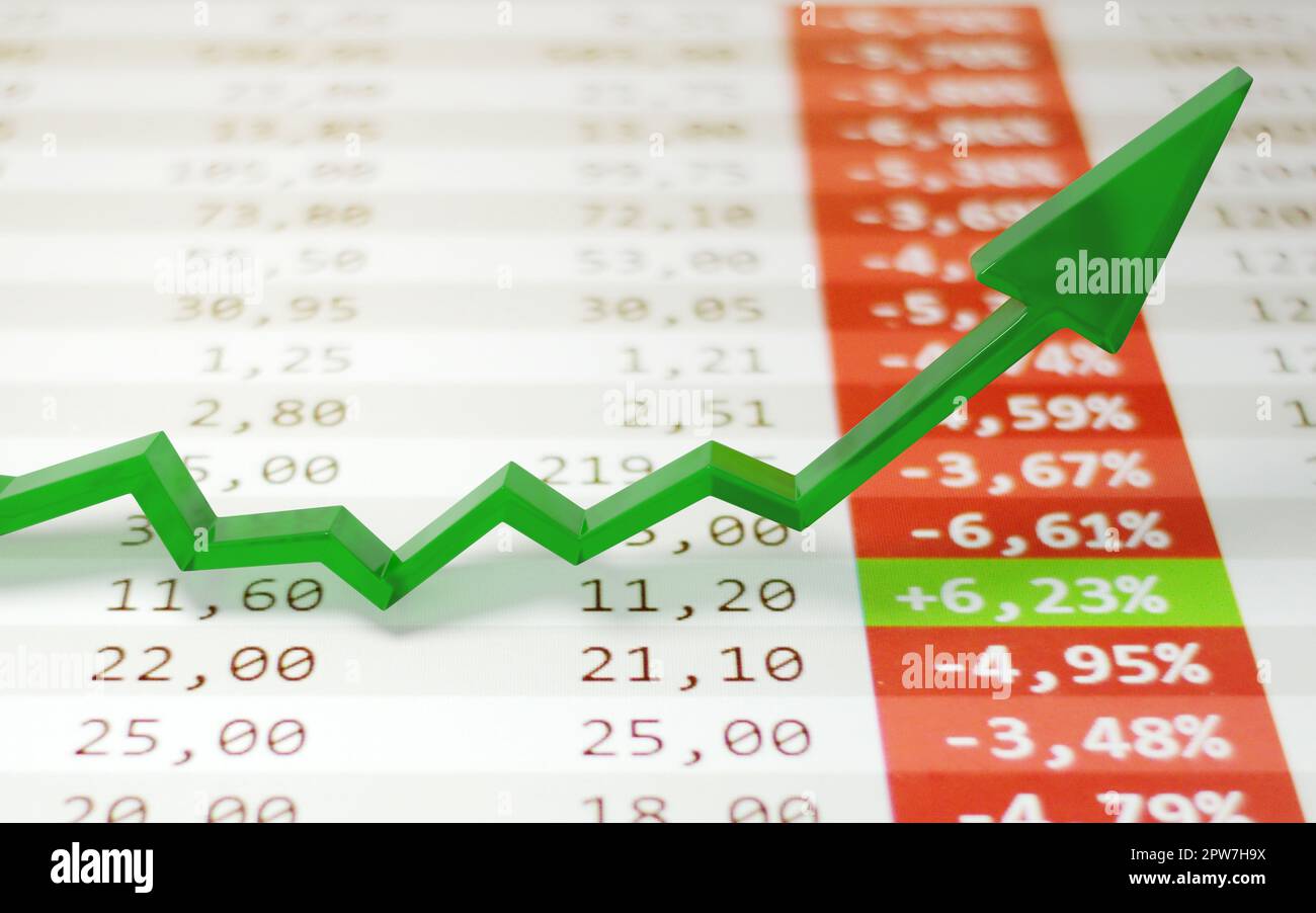 Stock market boom, financial gains, safe investment concept. Green ...