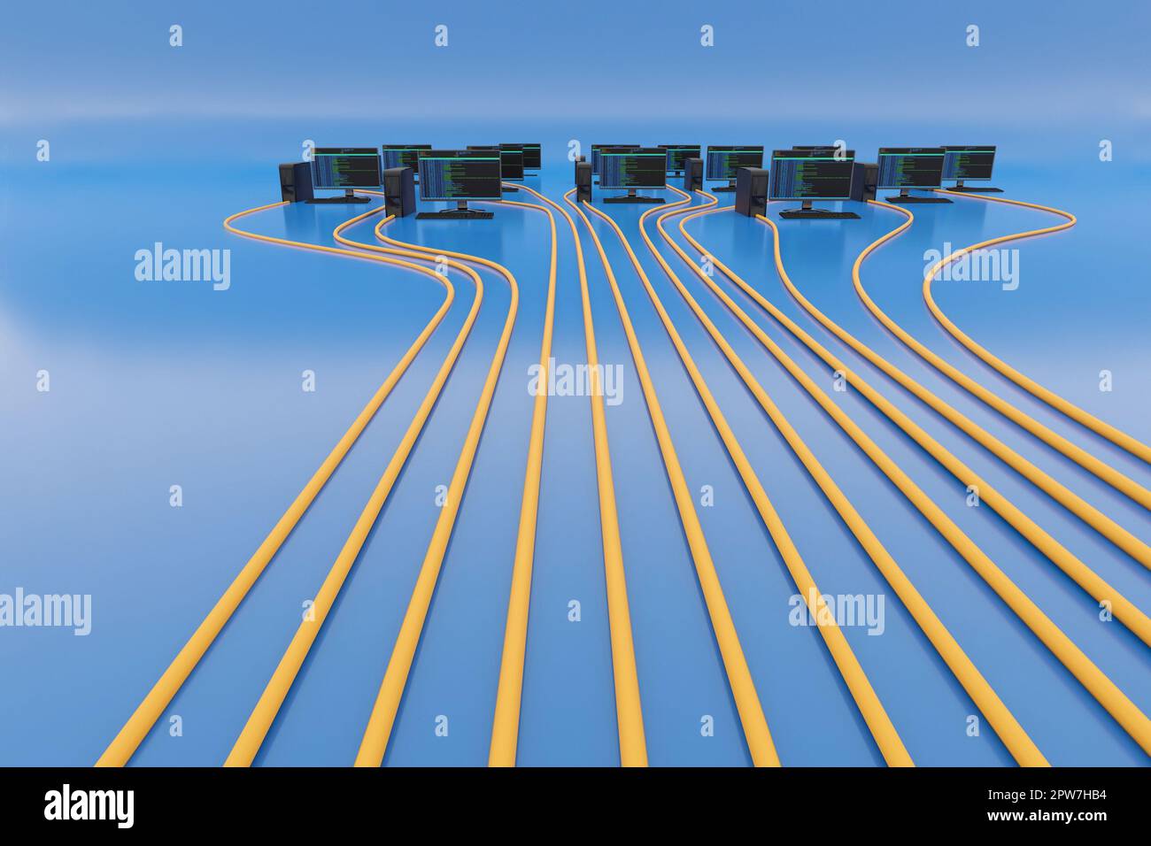 Cloud computing, network infrastructure concept on blue background with ...