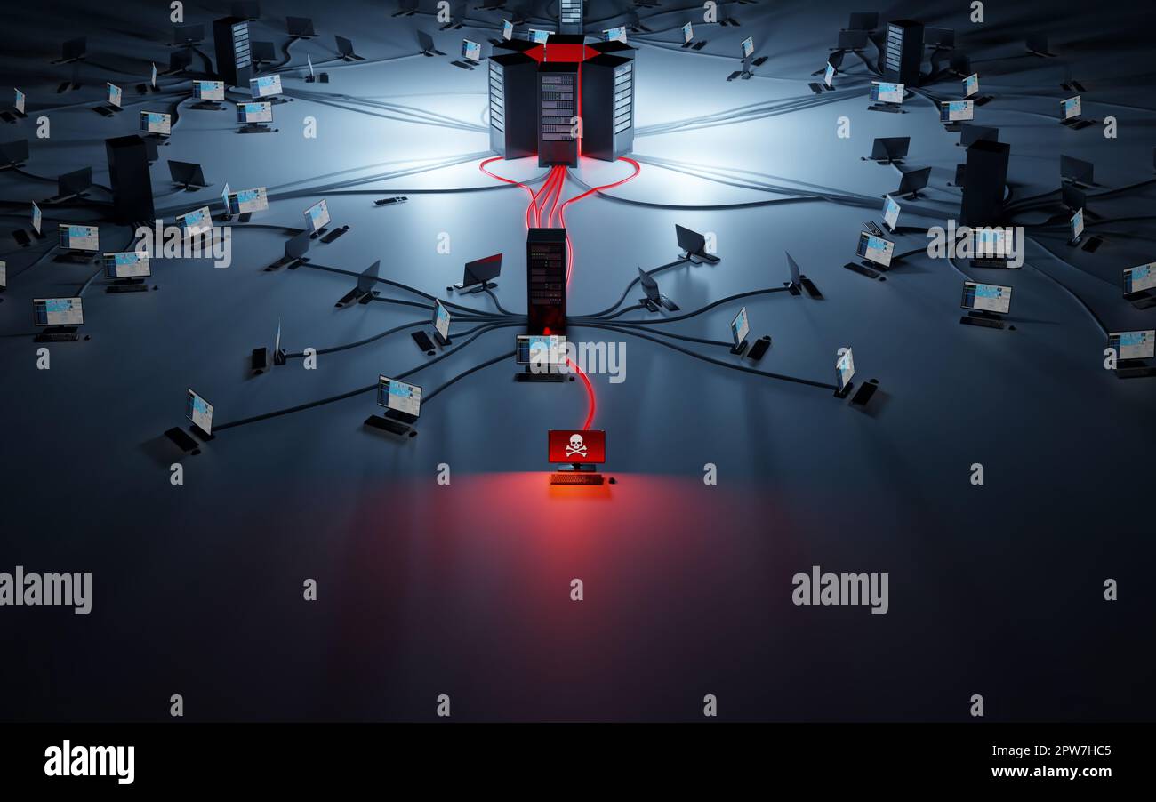 Cybercrime, infiltration and data theft. Network security breach ...