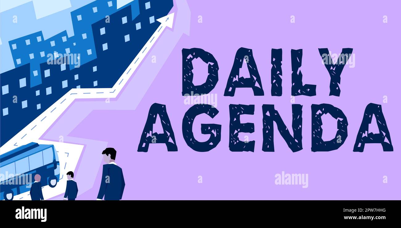 Hand writing sign Daily Agenda, Business showcase To do list of items ...