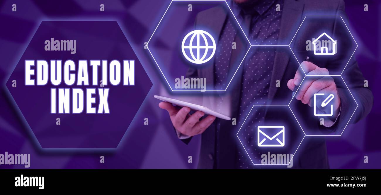 Sign displaying Education Index, Internet Concept aiming to meet ...
