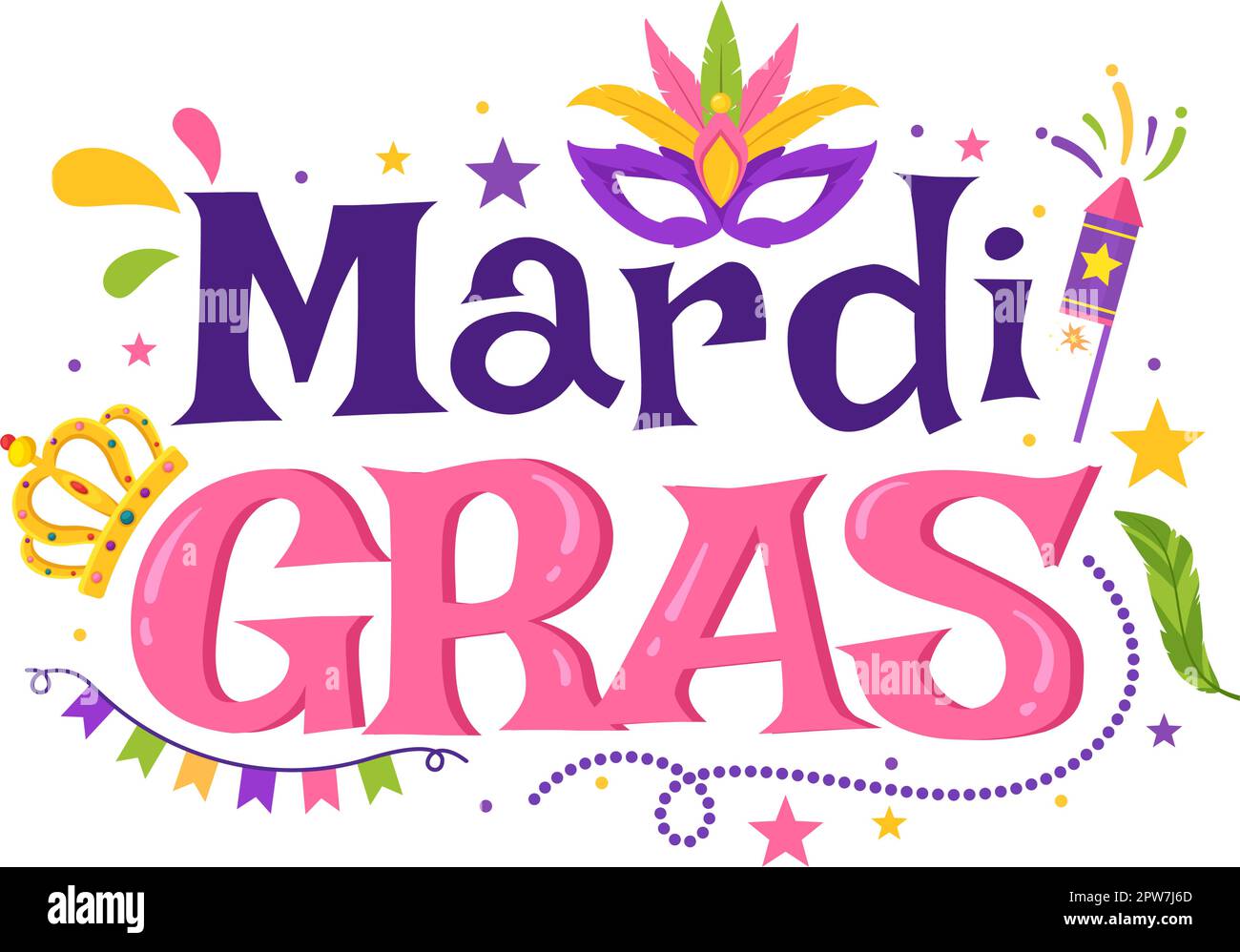 Mardi Gras Carnival Party Illustration With Mask Feathers And Item