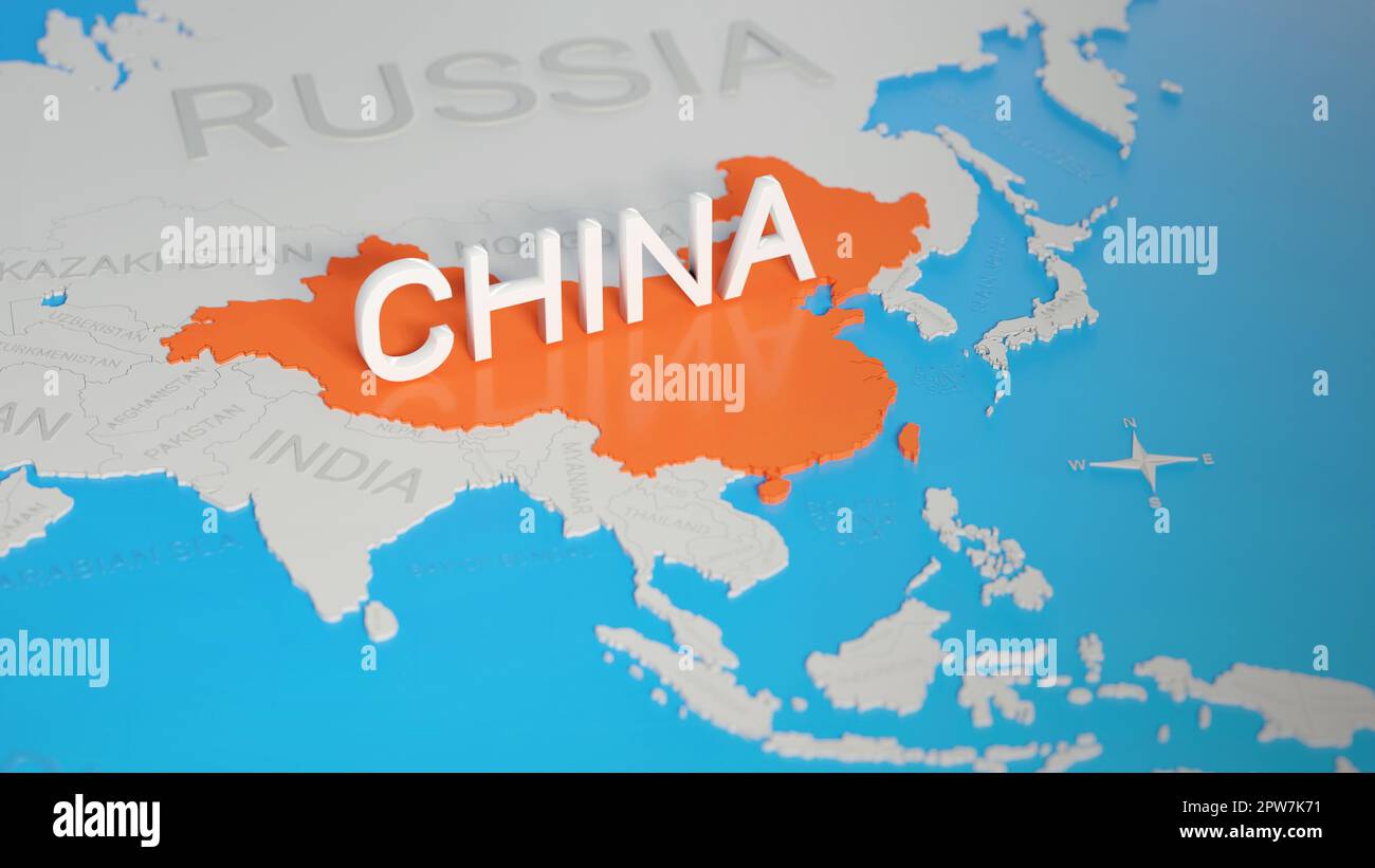 China on world map highlighted hi-res stock photography and images - Alamy