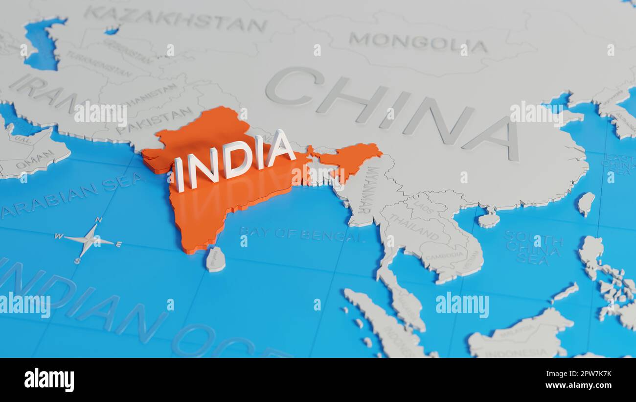 India highlighted on world map hi-res stock photography and images - Alamy
