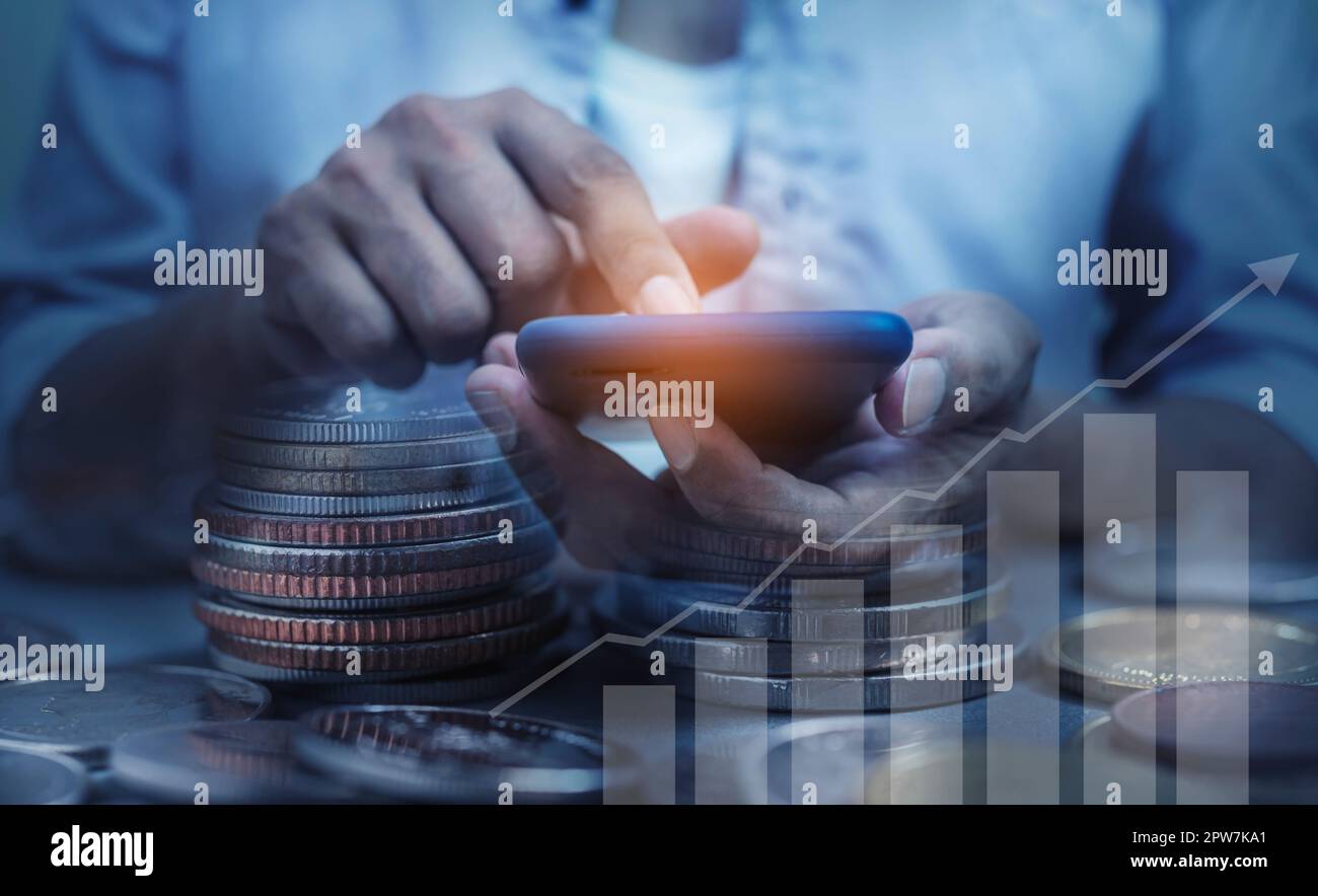 Duoble Exposure, Money and financial concept, Online Banking Concept ...