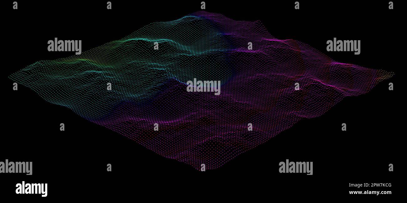 High technology, science data grid. Colorful digital terrain ...