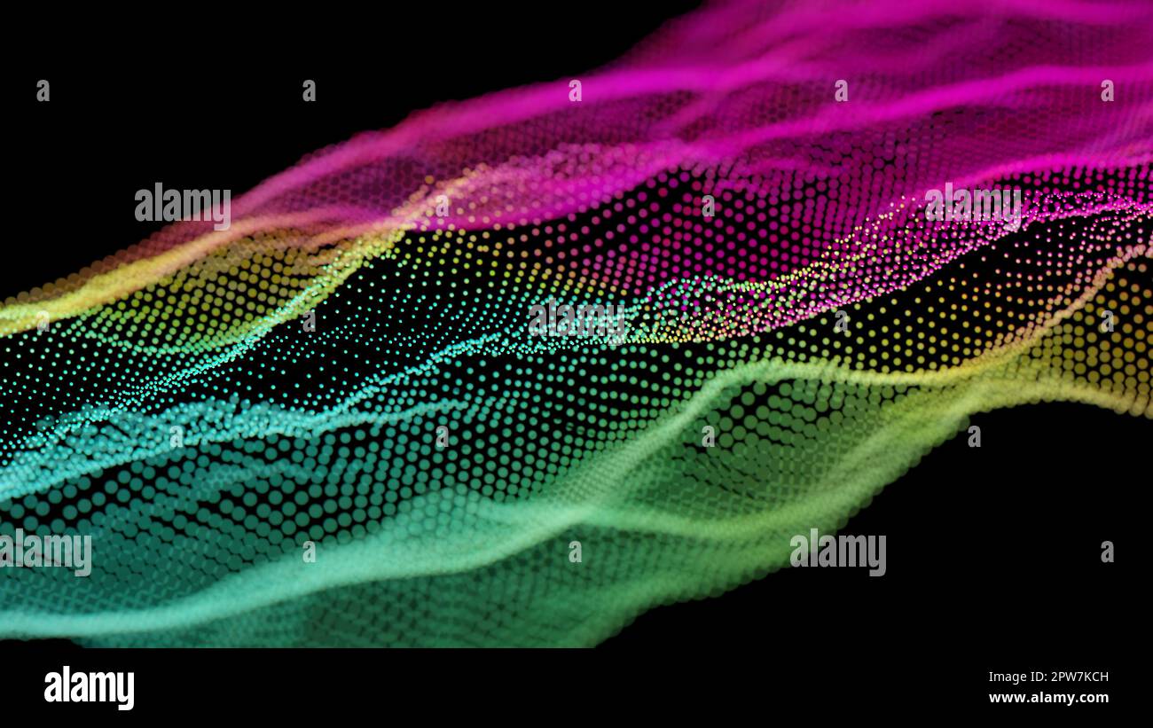 High technology, data grid visualization, information flow. Digital 3D ...