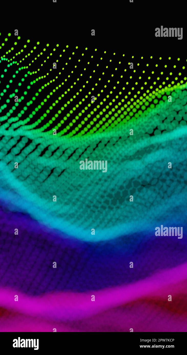 High technology, data grid visualization, information flow. Digital 3D ...