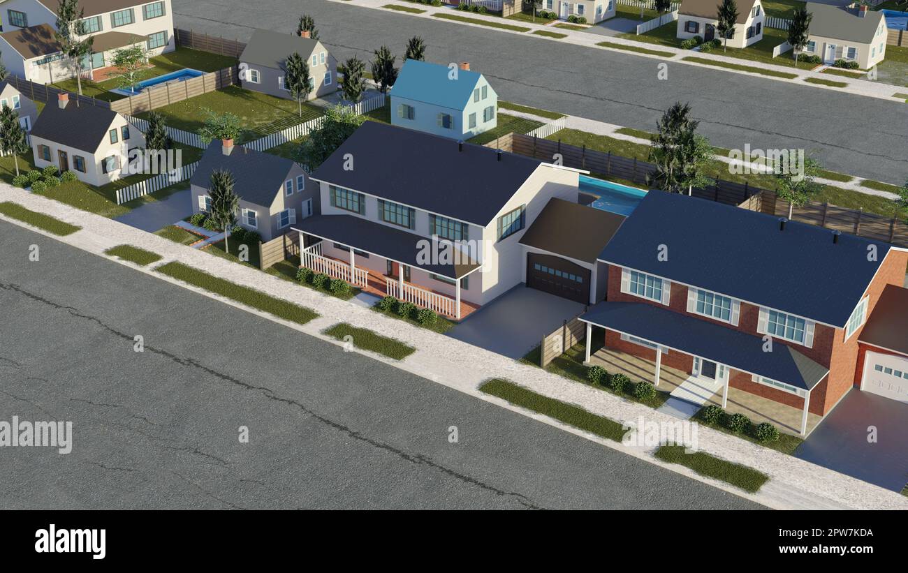 Large fancy houses in a high income neighborhood. Suburban real estate ...