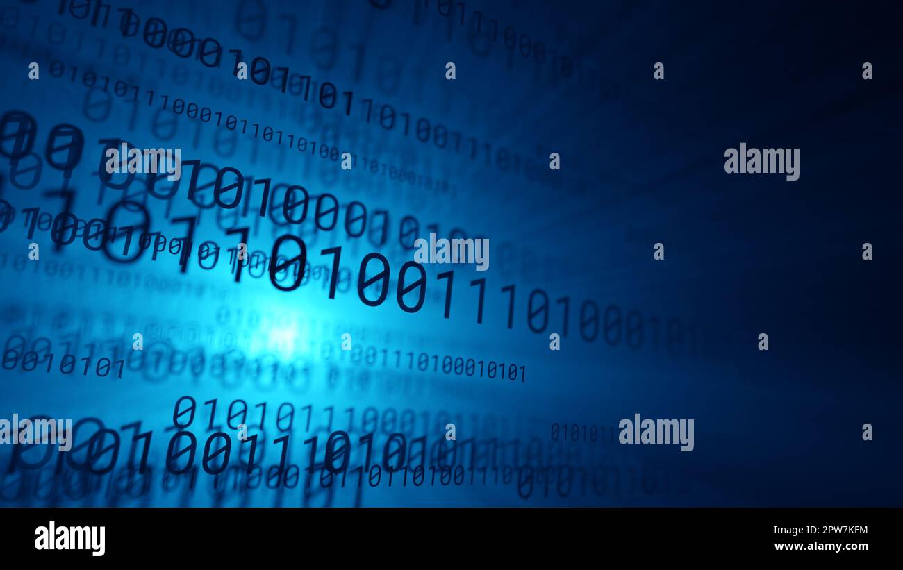 Encryption, information technology background. Zeroes and ones in dark ...