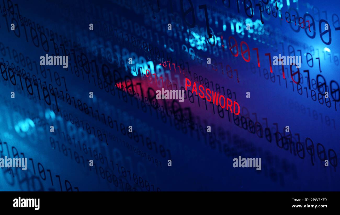 Encryption, password, cybersecurity concept background. Digital 3D ...