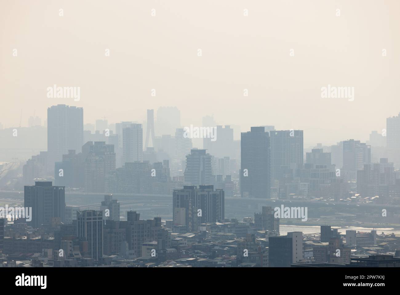Taipei, Taiwan 04 October 2022: Air pollution over Taipei city downtown ...