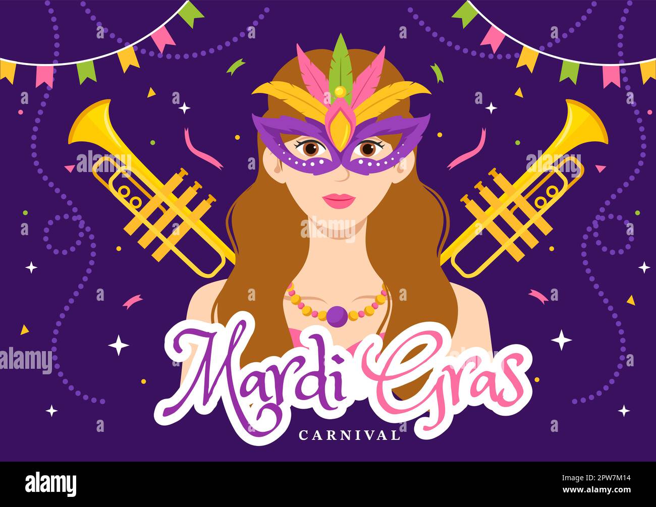 Mardi Gras Carnival Party Illustration With Mask Feathers And Item
