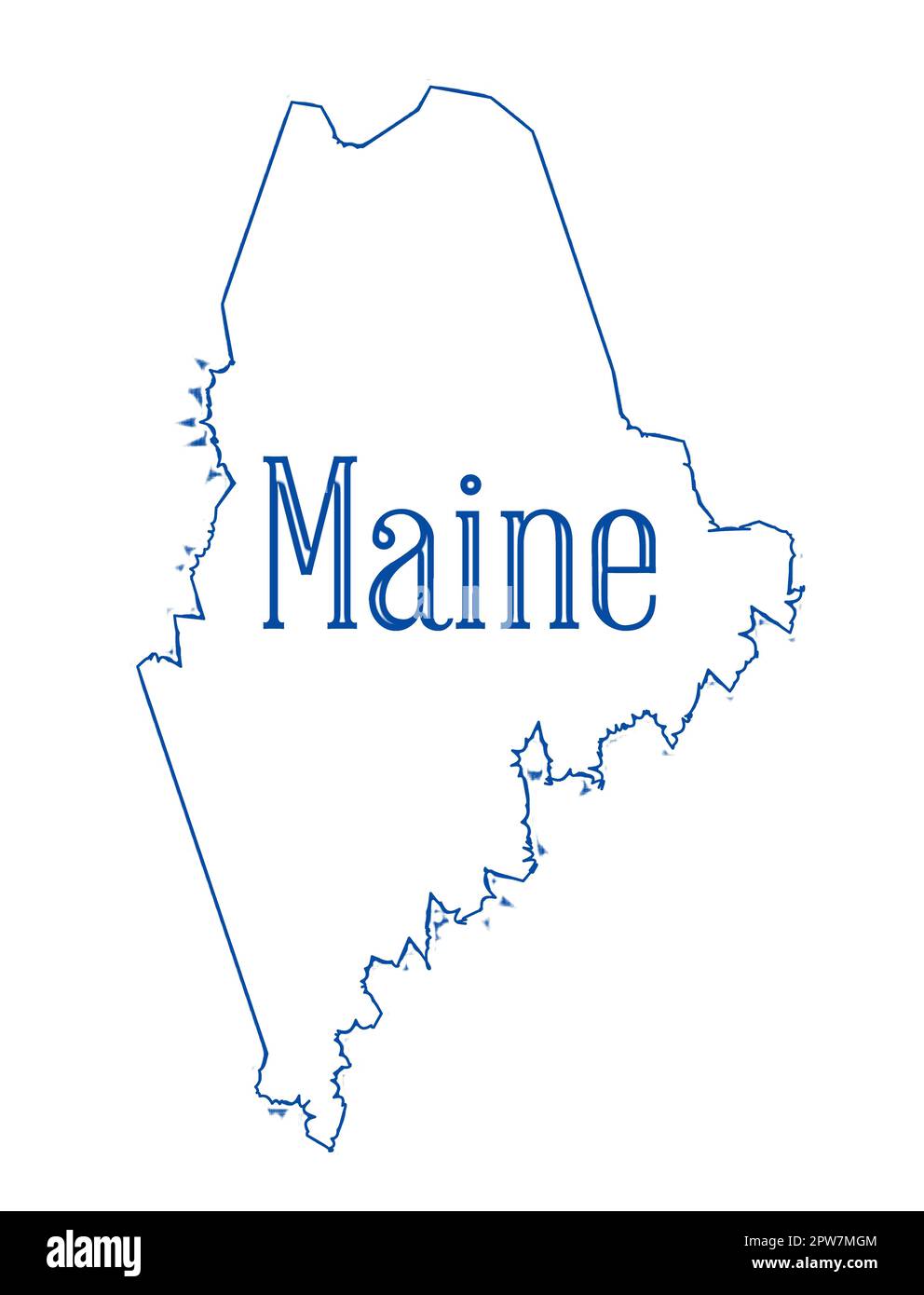 Outline map of the state of Maine over white Stock Photo - Alamy