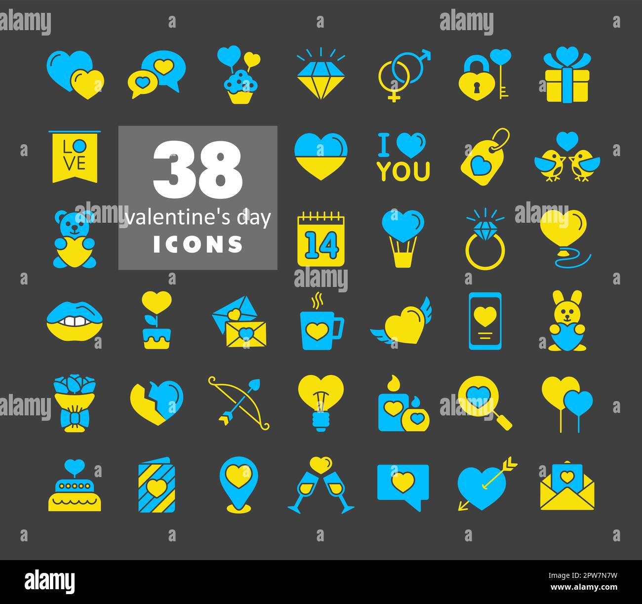 Valentine day set vector glyph icons Stock Vector Image & Art - Alamy