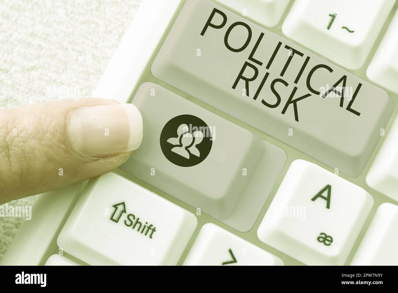 Text caption presenting Political Risk, Business showcase communications person who surveys the ...