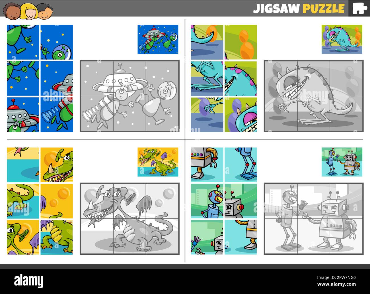Cartoon space jigsaw puzzle Stock Vector Images - Alamy
