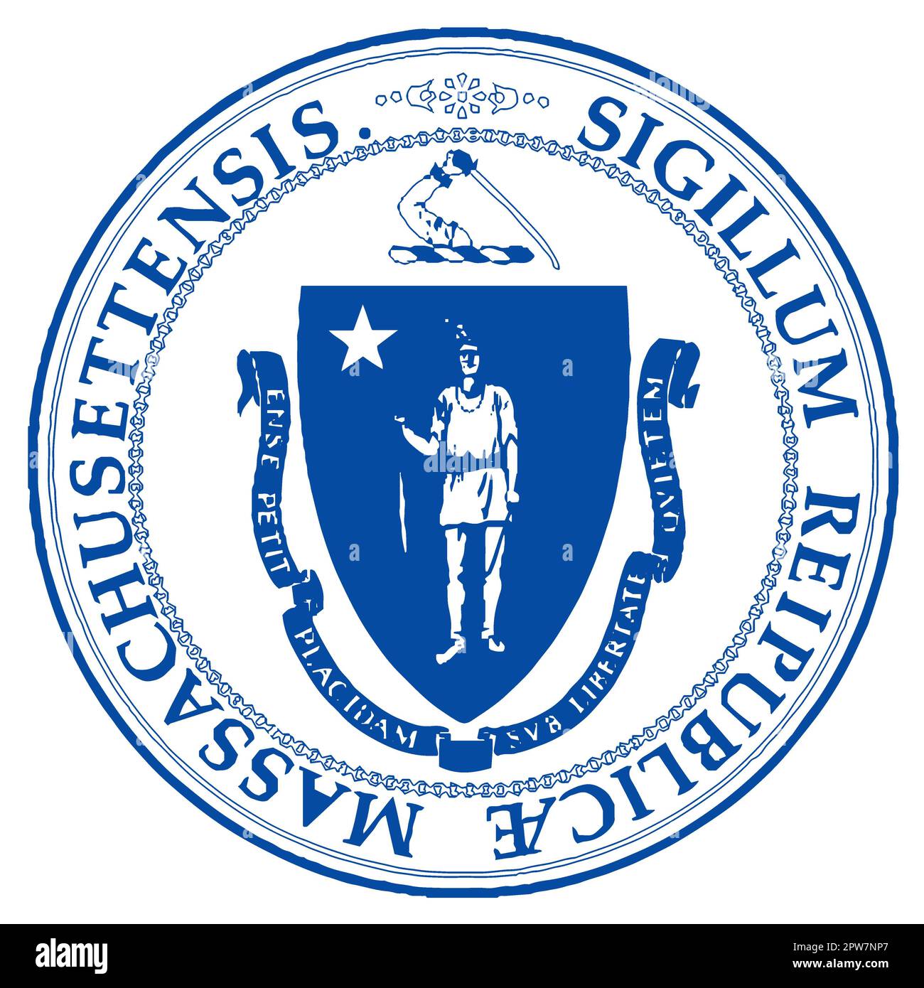 The State Seal of Massachusetts on a white background Stock Photo - Alamy