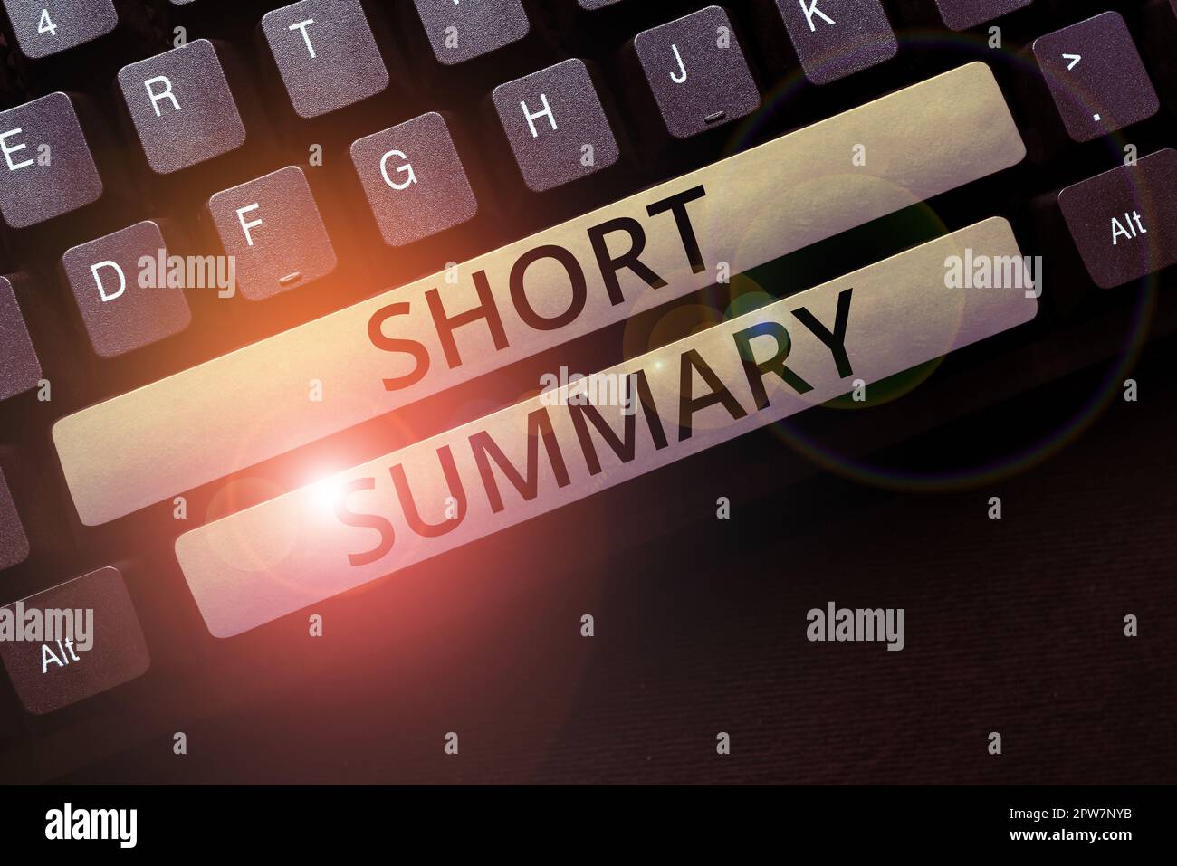 Hand writing sign Short Summary, Business overview Brief statement of main points clear Stock ...