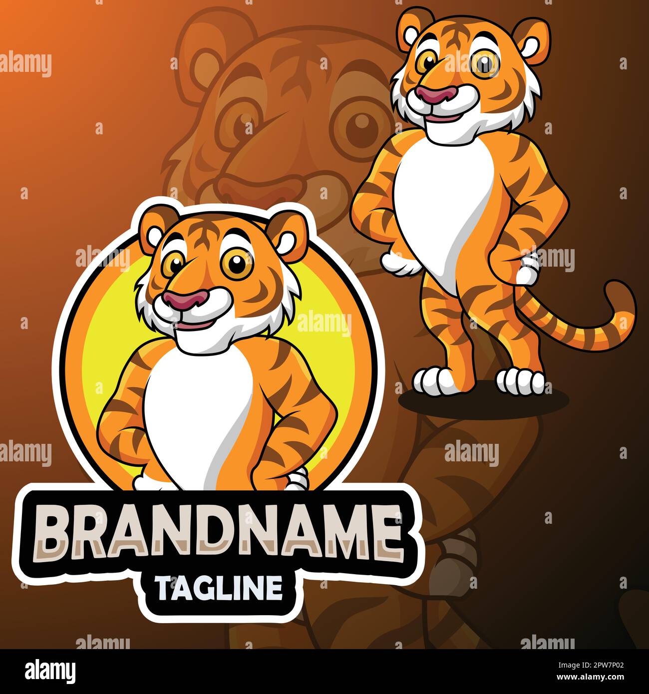 Cartoon tiger mascot design posing Stock Vector Image & Art - Alamy