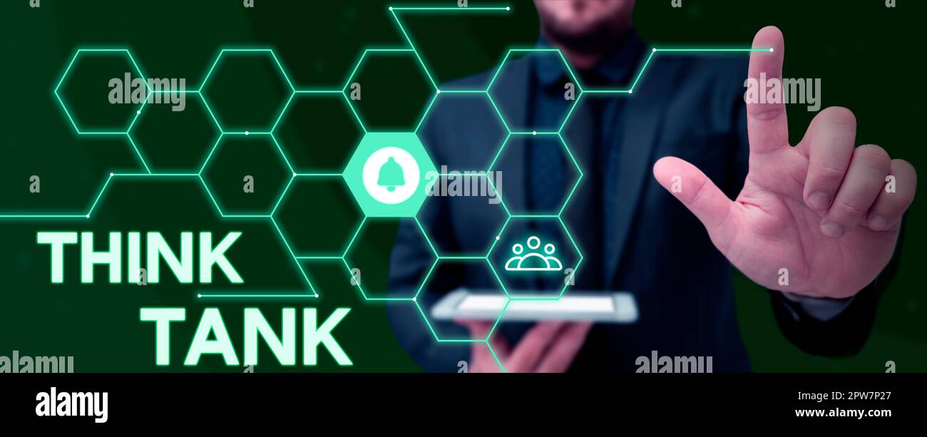 Text sign showing Think Tank, Business overview Thinking of Innovative ...