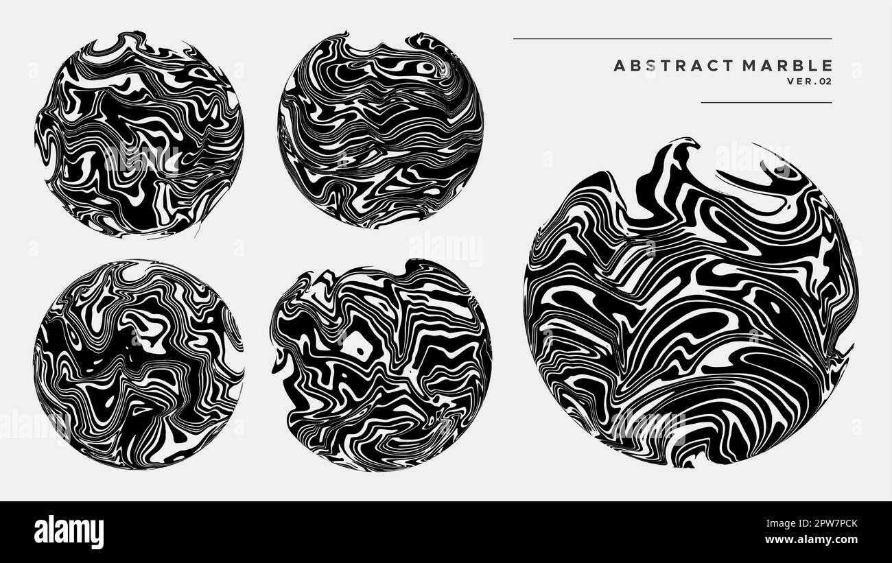 Collection of circle fluid marble design. Abstract oil ink design ...