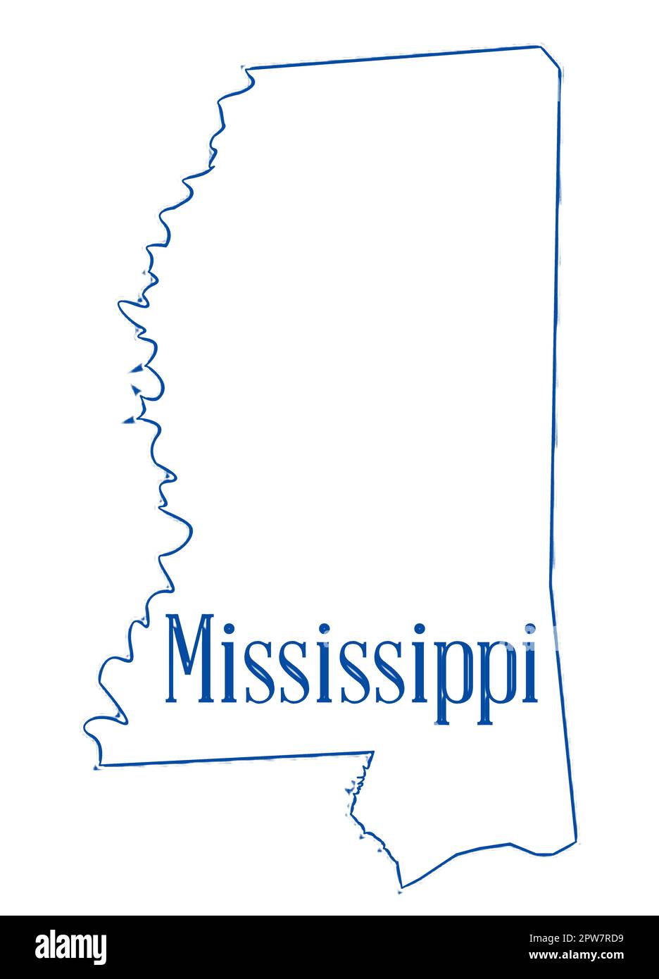 State map outline of Mississippi over a white background Stock Photo ...