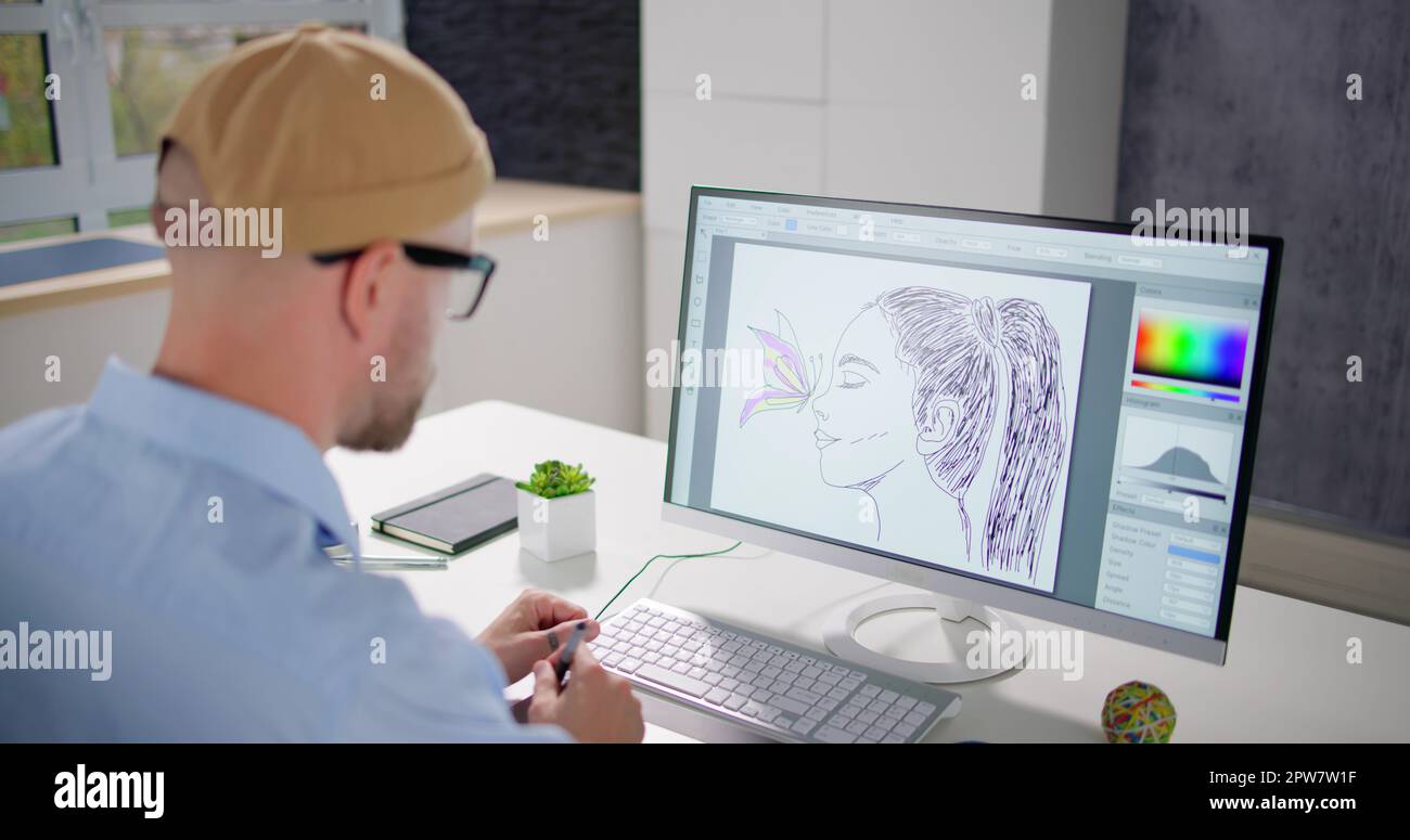 Editing Photo Design For Web On Desktop Computer Screen Stock Photo - Alamy