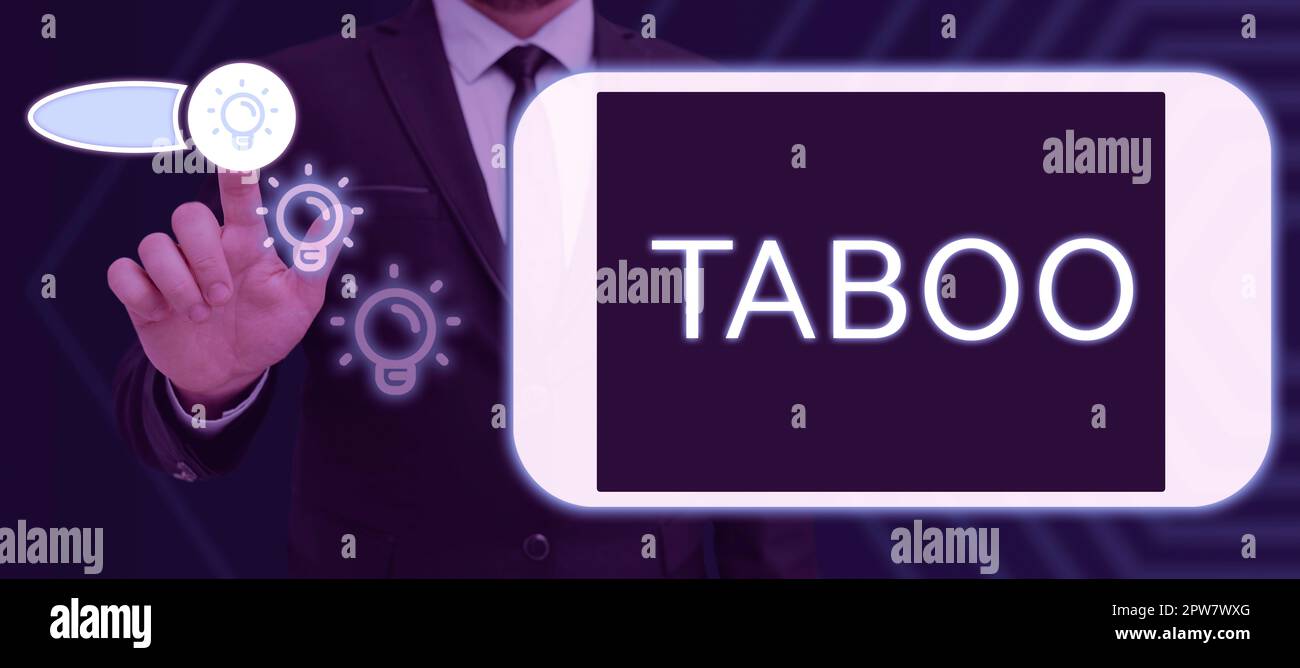 Inspiration showing sign Taboo, Word for a social or religious custom ...