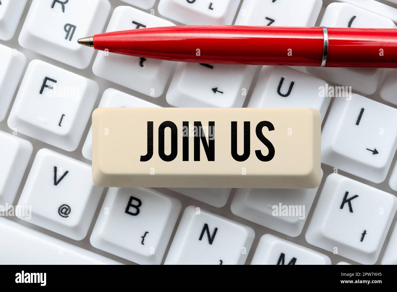 Hand writing sign Join Us, Business overview Register in community Team or blog Sign up at ...